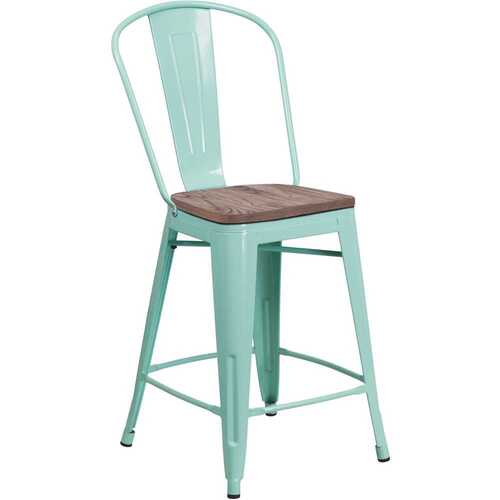 Flash Furniture CGA-ET-249942-MI-HD 24 in. Mint Green Bar Stool