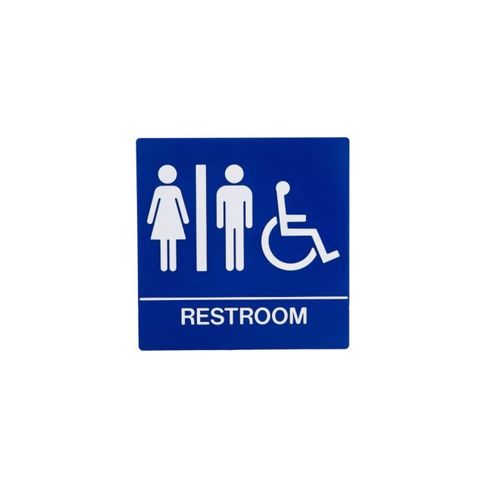 Trimco 529BLUE Blue ADA Square Unisex and Handicap Restroom Sign with ...