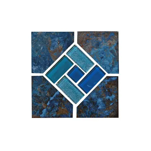 NPT SEA-RUSTIC DECO GL 6" X 6" Porcelain Deco Tile Blue Seas Rustic ...