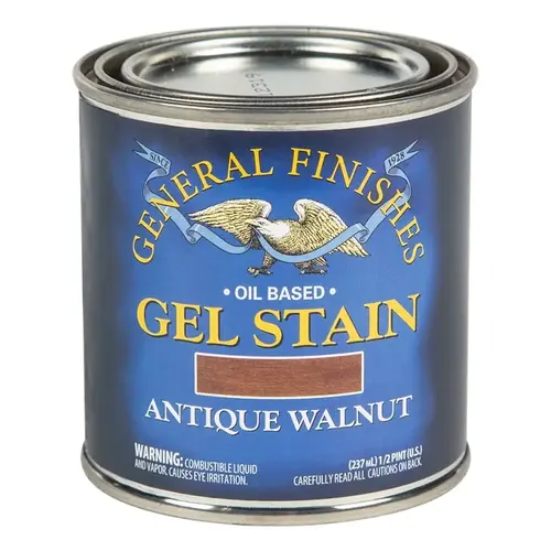GENERAL FINISHES AH Stain, Antique Walnut, Gel, Liquid, 1/2 pt, Can Buy Now