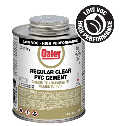 Oatey 31014 Regular-Bodied Fast Set Cement, 16 oz Can, Liquid, Clear