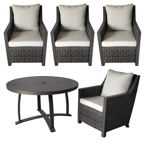 Living Accents ACE23001 Dining Set Fullerton 5 pc Brown Aluminum Wicker ...