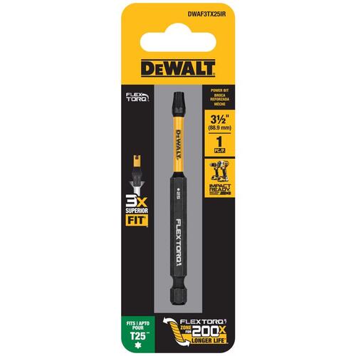 DEWALT DWA3TX25IR Screwdriver Bit FLEXTORQ Torx T25 X 3-1/2" L Steel