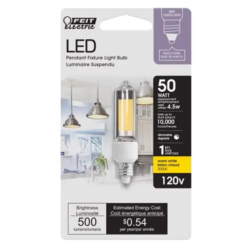 Feit Electric BP50MC/830/LED LED Bulb, Decorative, 50 W Equivalent, E11 ...