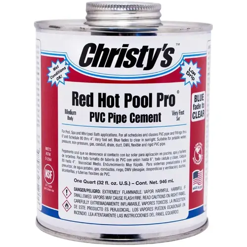 Christy's 505172 Adhesive and Sealant Red Hot Pool Pro Clear For PVC 8 ...