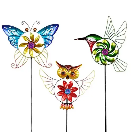 Exhart 55258-A Garden Stake Spinner Assorted Metal 51" H Birds Assorted ...