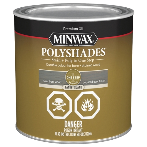 Minwax CM6139844 PolyShades Polyurethane Wood Stain, Satin, Slate ...