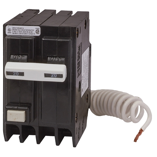 Eaton GFTCB220 Circuit Breaker, GFCI, Type GFTCB, 20 A, 2 -Pole, 120/ ...