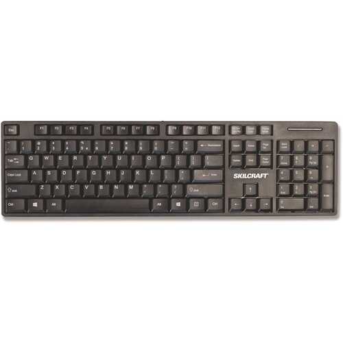 SKILCRAFT NSN6774742 USB Wired Keyboard, 101 Keys, Black
