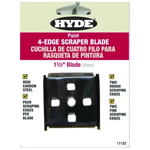 Hyde 11120 Scraper Blade, Four-Edge Blade, 1-1/2 in W Blade, HCS Blade ...