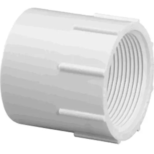 Lasco 435005BC Pipe Adapter, 1/2 in, Slip x FPT, PVC, White, SCH 40 Schedule, 600 psi Pressure ...