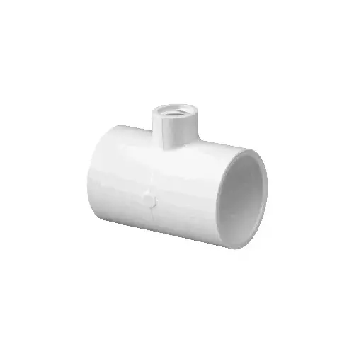 Lasco 402101BC Reducing Pipe Tee, 3/4 x 1/2 in, Slip x FPT, PVC, White, SCH 40 Schedule, 450 psi ...