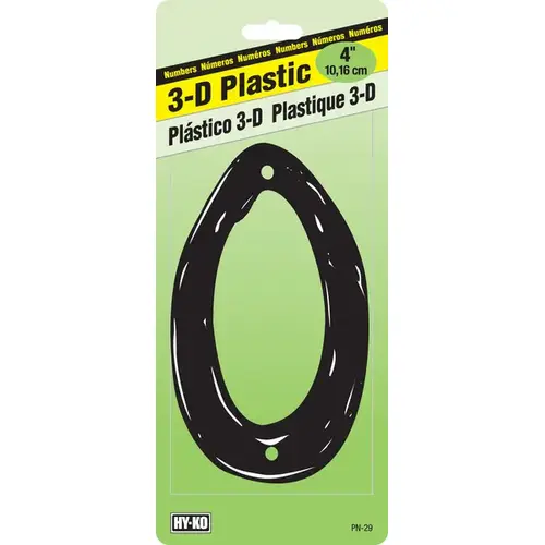 Hy-Ko PN-29/0 House Number, Character: 0, 4 in H Character, Black ...