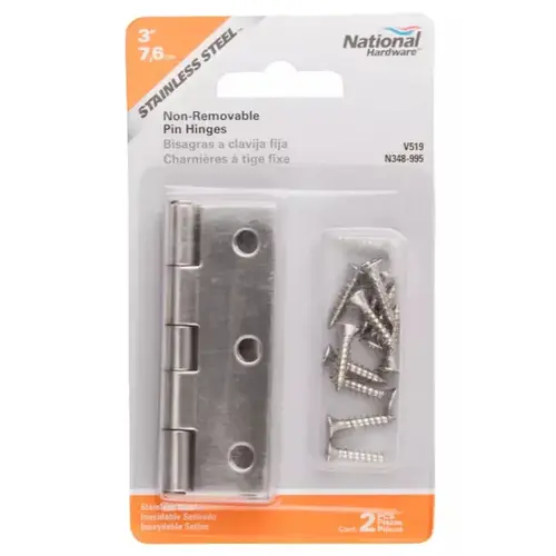 National Hardware N348-995 Narrow Hinge, 3 in W Frame Leaf, 0.065 in ...