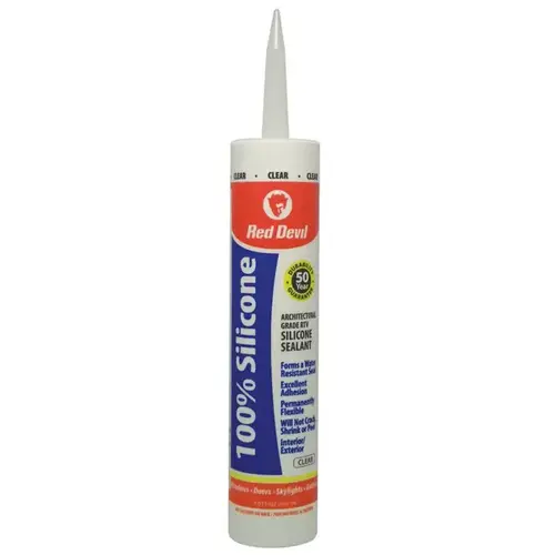Red Devil 0826 Silicone Sealant, Clear, -60 to 400 deg F, 10.1 fl-oz ...