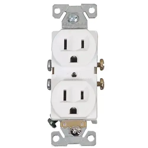 Eaton CR15W Duplex Receptacle, 2 -Pole, 15 A, 125 V, Side Wiring, NEMA ...