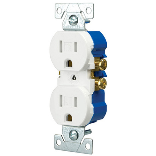 Eaton TR270W Duplex Receptacle, 2 -Pole, 15 A, 125 V, Push, Side Wiring ...