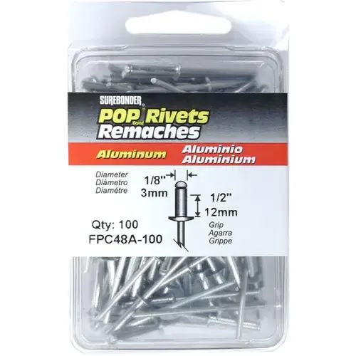FPC Corporation FPC48A-100 Surebonder Aluminum POP Rivets 1/8" pack of ...