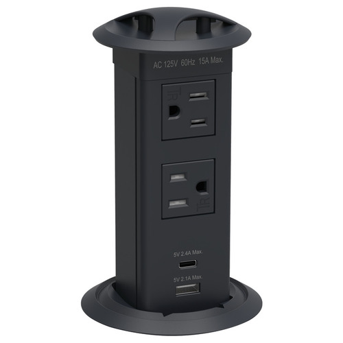 Hafele 822.09.409 Pop-Up Power Station, 2 AC Grounded Outlets, 2 USBs 1 ...