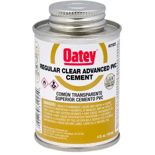 Oatey 31925 PVC Advanced Cement Regular Body Clear 4-oz Buy Now