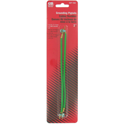 GB GGP-1502 Grounding Pigtail, 12 AWG Wire, Copper, Green