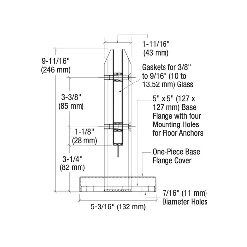 CRL AFWC1SMBL Matte Black Beveled One-Piece Surface Mount Frameless ...