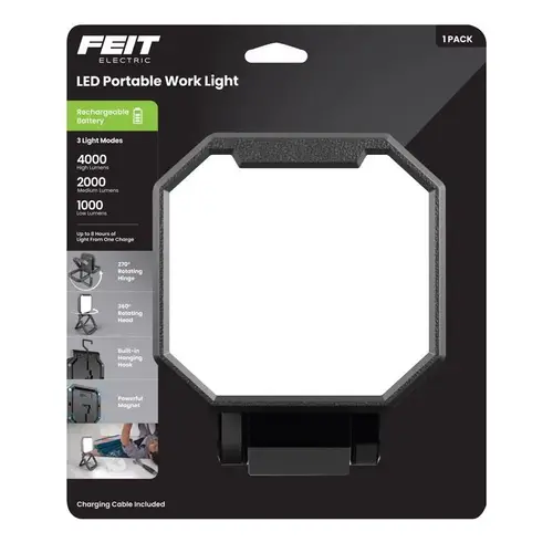 Feit WORK4000FOLDBAT Folding Worklight 4000 lm LED Rechargeable Stand ...