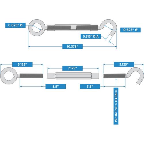 National Hardware N221-895 2172BC 16" x 3/8" Hook / Eye Turnbuckle ...