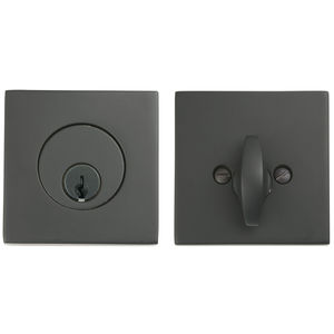 Emtek 8469US19 Square Single Cylinder Deadbolt Flat Black Finish