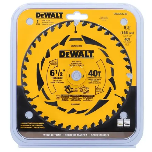 DEWALT DWA261240 Circular Saw Blade 6-1/2" D X 5/8" Tungsten Carbide ...