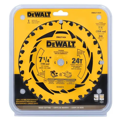 DEWALT DWA271424 Circular Saw Blade 7-1/4" D X 5/8" Tungsten Carbide ...