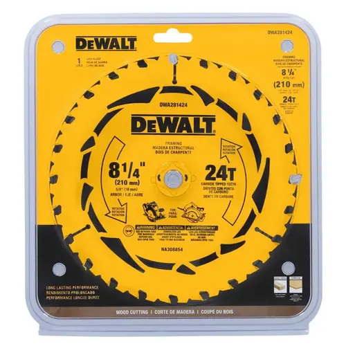 DEWALT DWA281424 Circular Saw Blade 8-1/4" D X 5/8" Tungsten Carbide ...
