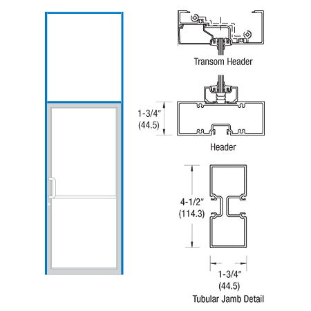 CRL-U.S. Aluminum FR61222R36 Bronze Black Anodized Single Door 39-1/2 ...