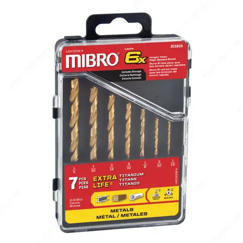 MIBRO 211210 Titanium Nitride Coated Drill Bit Set - 7 Pieces Buy Now