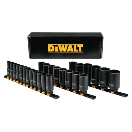 DEWALT DWMT19242 Deep Impact Socket Set, 26-Pc, 1/2 in Drive, 6-point ...