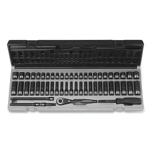 GREY PNEUMATIC 89253CRD Duo-Socket Impact Socket Set, 1/4 in Dr, 12-pt ...