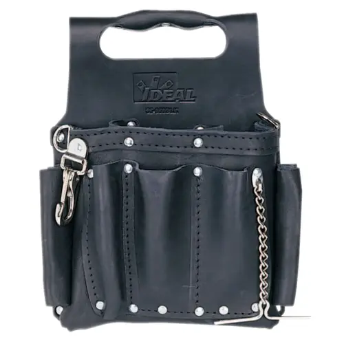Ideal 35950BLK Tuff-Tote Tool Pouches, 8 Compartments, Black, Leather ...