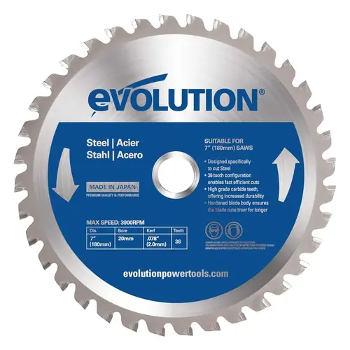 Evolution 180BLADEST TCT Metal-Cutting Blade, 7 in, 20 mm Arbor, 3900 ...