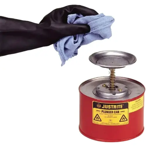 Justrite 10208 Plunger Cans, Hazardous Liquid Storage Can, 2 qt, Red ...