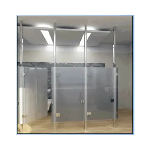 Brixwell CUSTOM FRAMELESS RESTROOM PARTITION All-Glass Restroom Partition System Buy Now