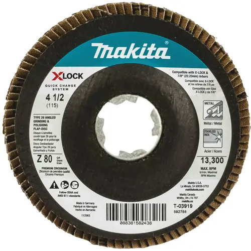 Makita T-03919 X-LOCK 4-1/2 In. x 7/8 In. 80-Grit Type 29 Zirconia ...
