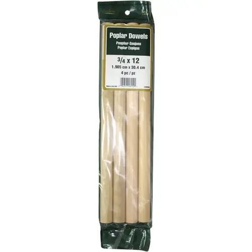 Madison Mill 448250-XCP5 3/4 In. x 12 In. Poplar Dowel Rod (4 Pieces ...