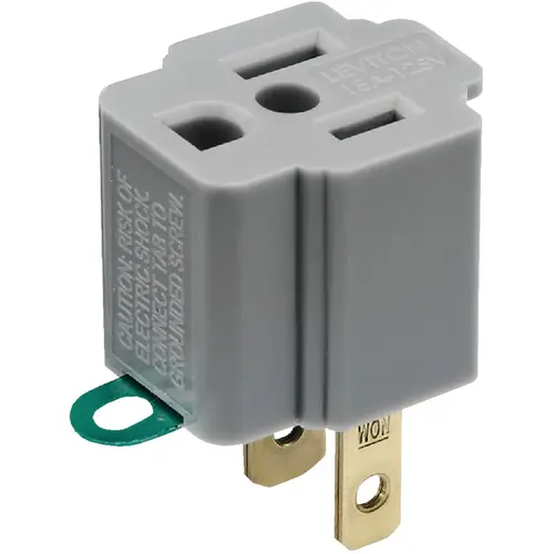 Leviton 028-274 15A 125V Gray Grounding Cube Tap Outlet Adapter Buy Now