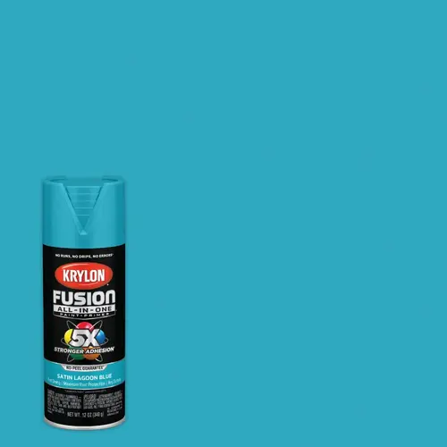 KRYLON K02741007 Fusion All-In-One 12 Oz. Satin Spray Paint, Lagoon ...