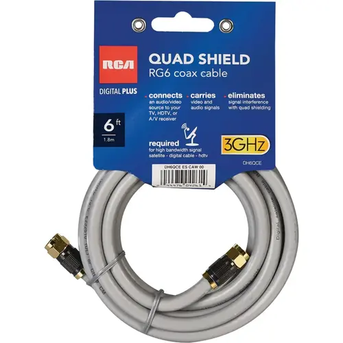 RCA DH6QCE 6 Ft. Gray Digital Plus Quad RG6 Coaxial Cable Buy Now