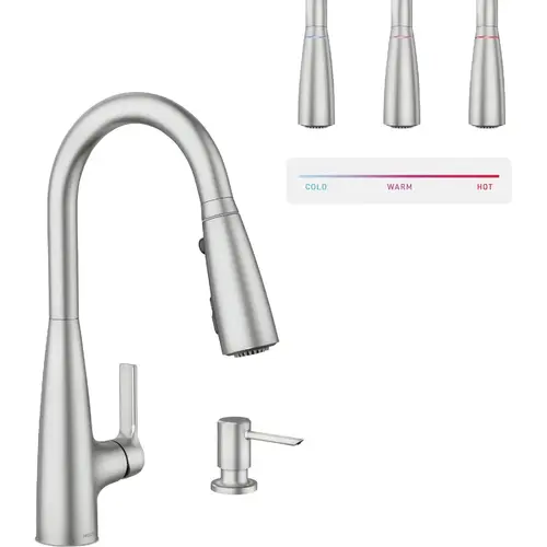 Moen 87627EISRS Haelyn 2-Handle Pull-Down Kitchen Faucet with ColorCue ...