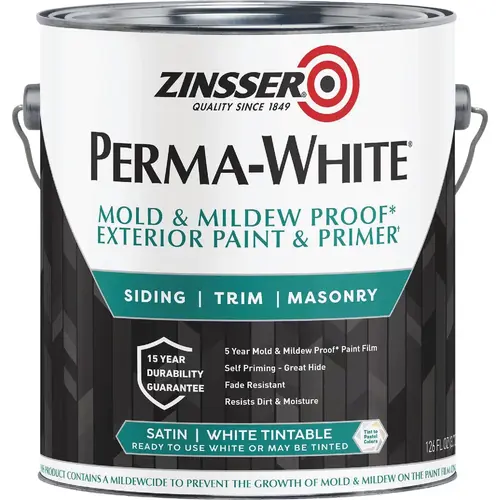 Zinsser 3101 Perma-White White-Tintable Satin Gallon Mildew Paint Buy Now