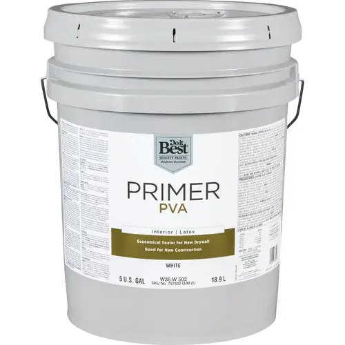 Do it Best W36W00502-20 PVA Interior Latex Drywall Primer, White, 5 Gal ...