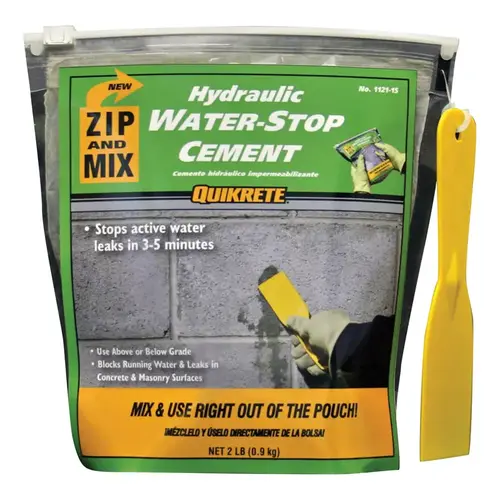 Quikrete 1121-15 Hydraulic Water Stop Cement Zip N Mix 2 lb. Gray Gray ...