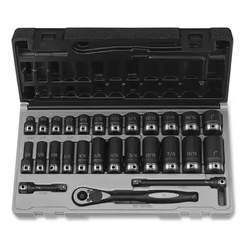 GREY PNEUMATIC 81627RD Duo-Socket Impact Socket Set, 3/8 in Dr, 6-pt ...